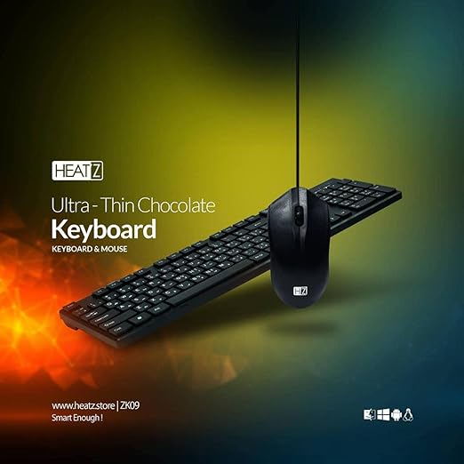 Heatz ZK09 Rectangular Chocolate Type Wired Keyboard and Mouse Combo w ...